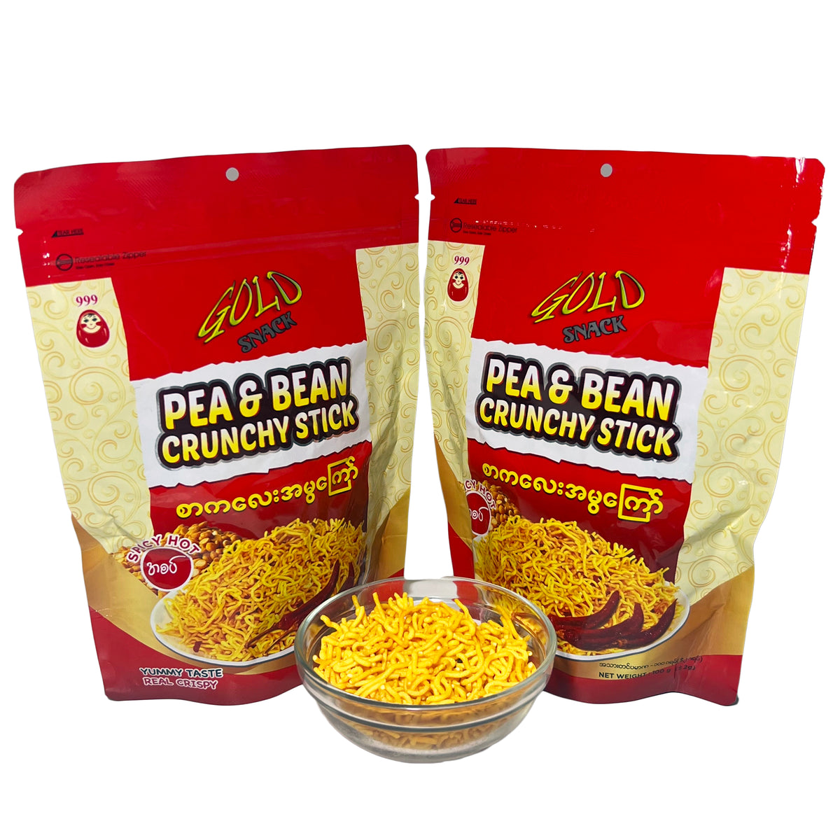 Gold Snack - Pea & Bean Crunchy Stick (Spicy)(စာကလေးအမွကြော်အစပ ...